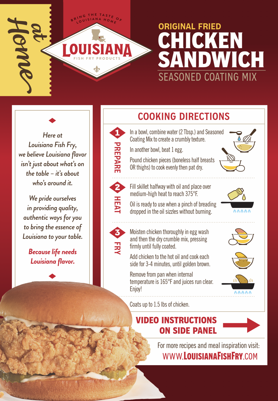 At Home Original Chicken Sandwich Mix 4.5 oz - Louisiana Fish Fry